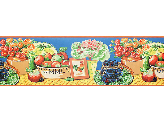 Still Life, Fruit & Flowers Wallpaper Border – Wallpaper John’s