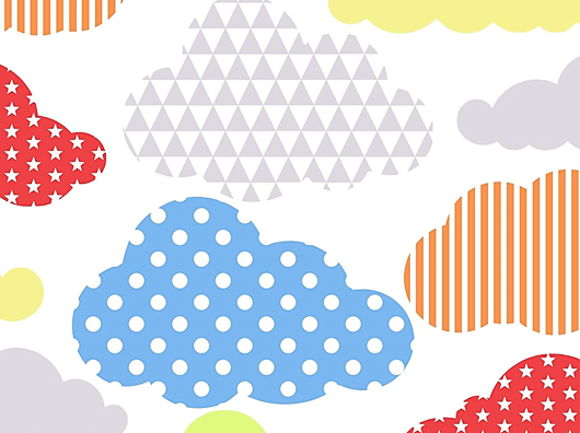 Children’s, Brightly Patterned Clouds Wallpaper – Wallpaper John's