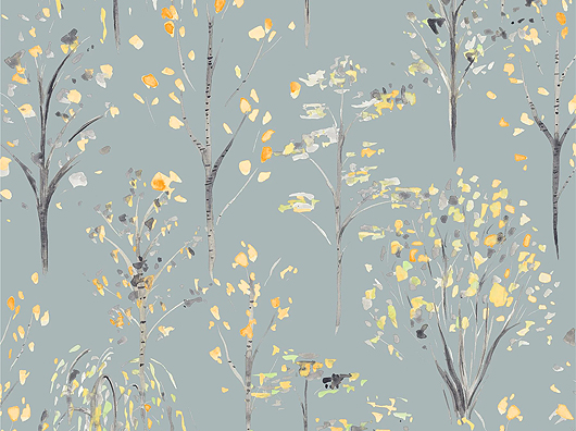 Calming Trees, Hand Painted Look Design – Wallpaper John's